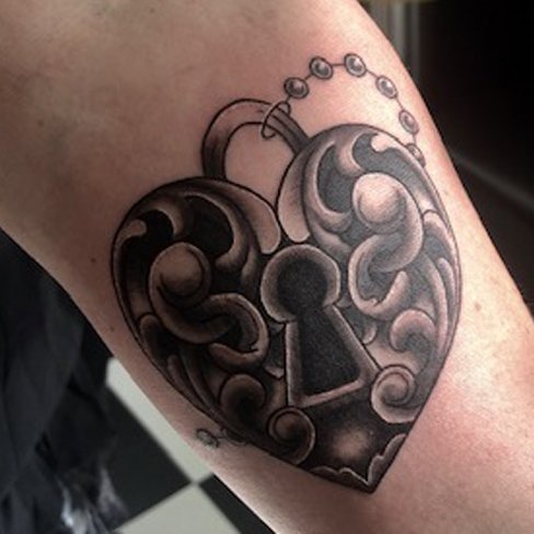 Traditional Heart Locket Tattoo